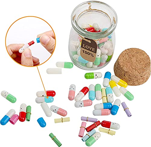 OctinPris 120pcs Capsule Message in Glass Bottle Gift, Capsule Letters Messages Cute Love Notes Pills for Boyfriend/Girlfriend in Birthday Valentines Christmas Anniversary Graduation Thanksgiving