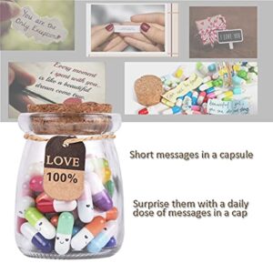 OctinPris 120pcs Capsule Message in Glass Bottle Gift, Capsule Letters Messages Cute Love Notes Pills for Boyfriend/Girlfriend in Birthday Valentines Christmas Anniversary Graduation Thanksgiving