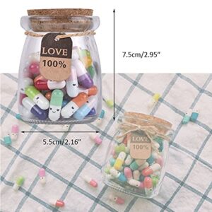 OctinPris 120pcs Capsule Message in Glass Bottle Gift, Capsule Letters Messages Cute Love Notes Pills for Boyfriend/Girlfriend in Birthday Valentines Christmas Anniversary Graduation Thanksgiving