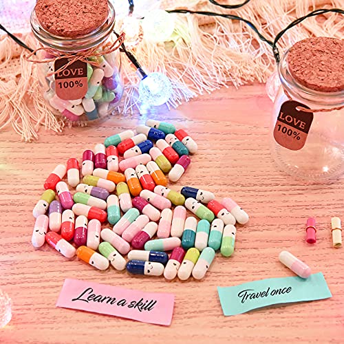 OctinPris 120pcs Capsule Message in Glass Bottle Gift, Capsule Letters Messages Cute Love Notes Pills for Boyfriend/Girlfriend in Birthday Valentines Christmas Anniversary Graduation Thanksgiving