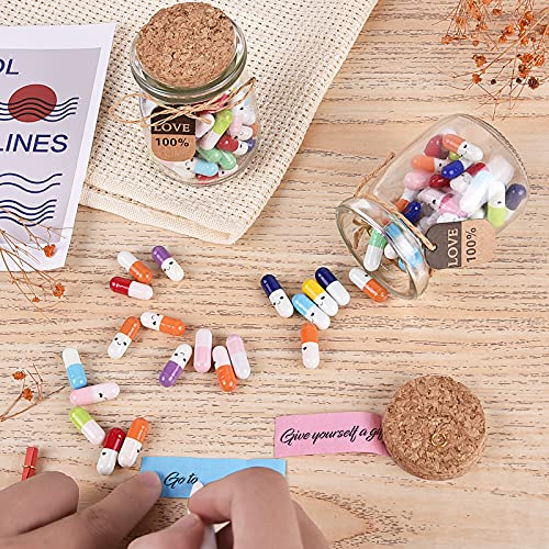 OctinPris 120pcs Capsule Message in Glass Bottle Gift, Capsule Letters Messages Cute Love Notes Pills for Boyfriend/Girlfriend in Birthday Valentines Christmas Anniversary Graduation Thanksgiving