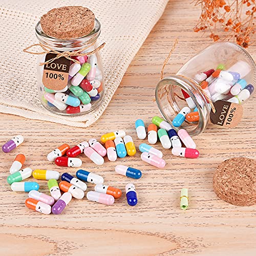 OctinPris 120pcs Capsule Message in Glass Bottle Gift, Capsule Letters Messages Cute Love Notes Pills for Boyfriend/Girlfriend in Birthday Valentines Christmas Anniversary Graduation Thanksgiving