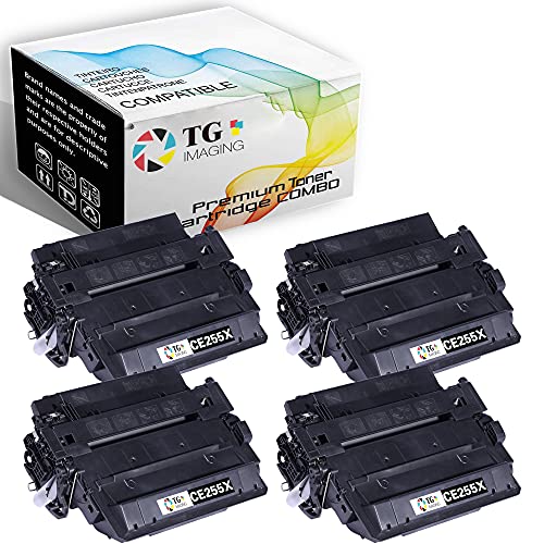 4-Pack 4xBlack TG Imaging Replacement for HP 55X Toner Cartridge CE255X High Yield 4 Pack for HP Enterprise Pro MFP M521dn M521dw M525c M525f M525dn P3015n P3015d P3015dn Toner Printer