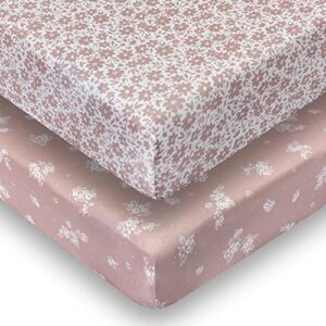 sorrel + fern crib sheet for standard crib mattress (antique rose) - premium fitted sheets - buttery soft cotton blend