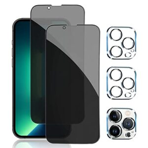 pehael [2+2 pack] iphone 13 pro privacy screen protector with camera lens protector full coverage anti-spy tempered glass film 9h hardness upgrade edge protection easy installation bubble free [6.1 inch]