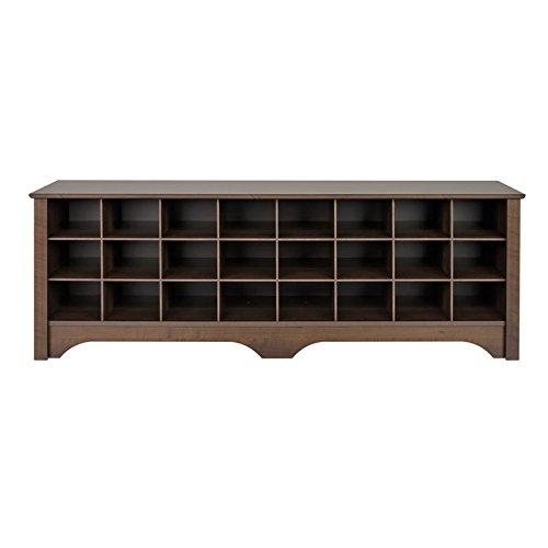 Pemberly Row 60" Contemporary Shoe Cubby Bench in Espresso