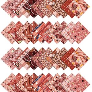 Soimoi 40Pcs Geometric & Texture Print Cotton Precut Fabrics for Quilting Craft Strips 2.5x42inches Jelly Roll - Red