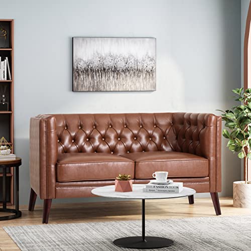 Christopher Knight Home Holasek Love Seats, Cognac + Brown