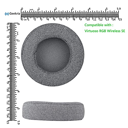 Geekria Comfort Linen Replacement Ear Pads for Corsair Virtuoso RGB, Virtuoso RGB Wireless SE, Virtuoso RGB Wireless XT Headphones Ear Cushions, Headset Earpads, Ear Cups Repair Parts (Grey)