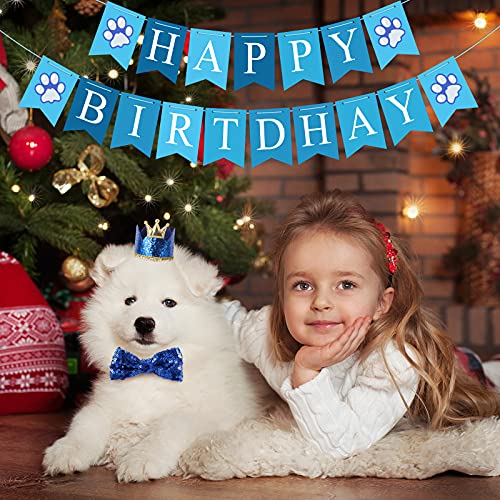 Selemoy Dog Birthday Party Supplies, Dog Birthday Hat Bandana Scarf with Cute Dog Bow Tie, Flag, Balloons for Small Medium Dogs Pets, Doggie Birthday Party Supplies Decorations