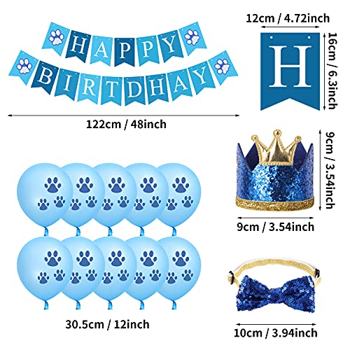 Selemoy Dog Birthday Party Supplies, Dog Birthday Hat Bandana Scarf with Cute Dog Bow Tie, Flag, Balloons for Small Medium Dogs Pets, Doggie Birthday Party Supplies Decorations