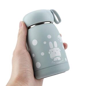 kuikui lovely rabbit thermos water bottle, stainless steel kids 12oz 320ml vacuum cup mug insulated bottle for home school picnic travel outdoor (blue)