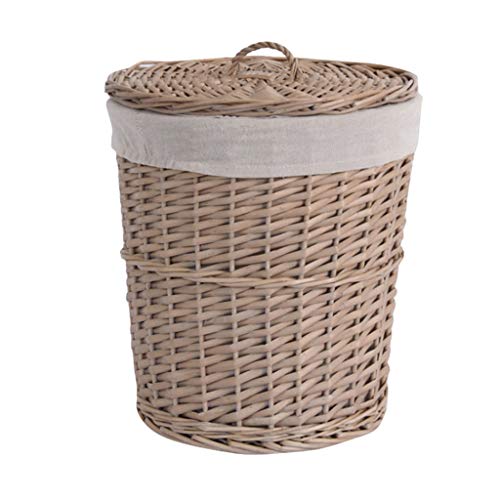 UXZDX Large Wicker Weave Storage Basket with Lid Dirty Clothes Toy Basket Laundry Basket Hand-Knitted Art