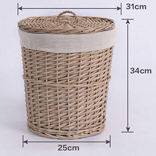 UXZDX Large Wicker Weave Storage Basket with Lid Dirty Clothes Toy Basket Laundry Basket Hand-Knitted Art