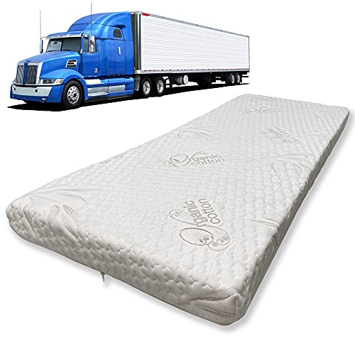 Foamma 4" x 28" x 79" Semi Truck Memory Foam Trucker Mattress, Washable Organic Cotton Cover, Heavy Duty and Durable, Comfortable, Made in USA