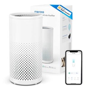 meross smart wifi air purifier for home supports apple homekit, alexa, google home and smartthings, h13 true hepa filter 24db quiet air purifier for allergies, pets, smoke, dust, pollen, 2.4g only