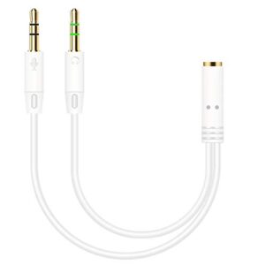 ztgd 3.5mm splitter, headphone splitter earphone adapter audio 3.5mm female to 2 male jack aux cable white one size