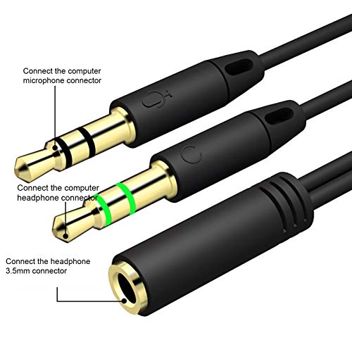 ZTGD 3.5mm Splitter, Headphone Splitter Earphone Adapter Audio 3.5mm Female to 2 Male Jack Aux Cable White One Size