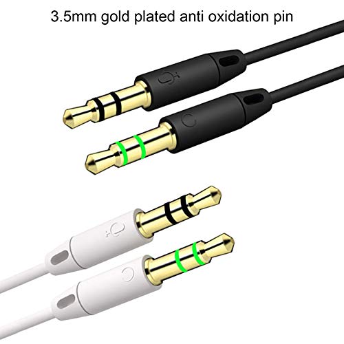 ZTGD 3.5mm Splitter, Headphone Splitter Earphone Adapter Audio 3.5mm Female to 2 Male Jack Aux Cable White One Size