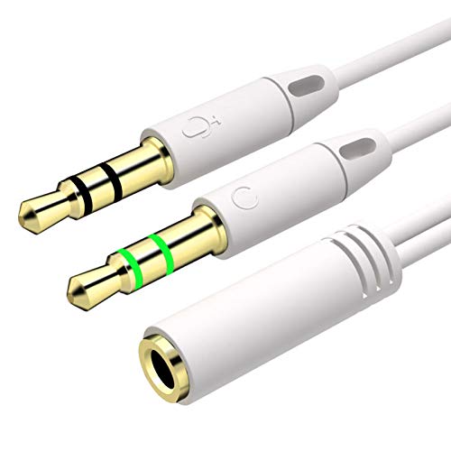 ZTGD 3.5mm Splitter, Headphone Splitter Earphone Adapter Audio 3.5mm Female to 2 Male Jack Aux Cable White One Size