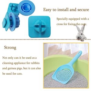 Hamiledyi Small Animal Rabbit Litter Box, Plastic Square Cage Toilet, Corner Pan with Grate, Potty Training for Bunny, Guinea Pigs, Chinchilla, Ferret, Hamster(Blue)