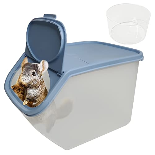 PINVNBY Chinchilla Sand Bath Box Gerbil Bathroom Transparent Totoro Plastic Sand Bath House with Sand Cup Cage Accessories for Guinea Pig Hedgehog Squirrel and Other Small Animals