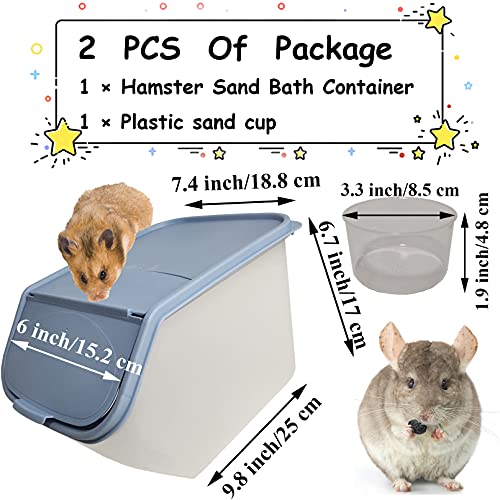 PINVNBY Chinchilla Sand Bath Box Gerbil Bathroom Transparent Totoro Plastic Sand Bath House with Sand Cup Cage Accessories for Guinea Pig Hedgehog Squirrel and Other Small Animals