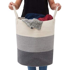 UXZDX Large Cotton Storage Basket Soft Laundry Basket Woven Cotton Storage Basket with Handle