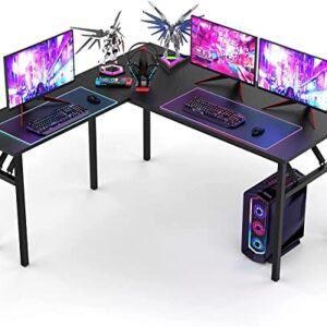 L Shaped Desk, Folding Computer Tables,55"x 55"Computer Corner Desk, Home Gaming Desk, Office Writing Workstation, Space-Saving, Easy to Assemble,Black