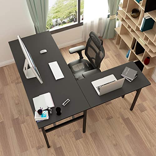 L Shaped Desk, Folding Computer Tables,55"x 55"Computer Corner Desk, Home Gaming Desk, Office Writing Workstation, Space-Saving, Easy to Assemble,Black