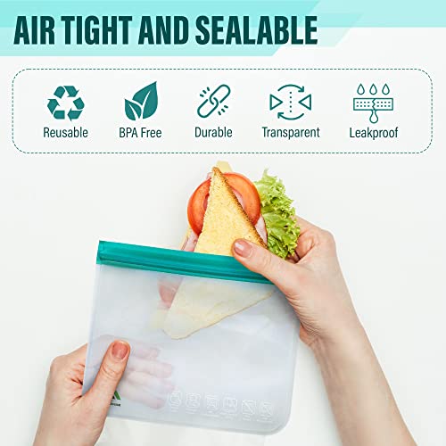 Latest Sense Reusable Storage Bags, BPA-Free – 20 Pack Reusable Sandwich Bags with Drying Rack – Eco-Friendly Ziplock Storage Bags for Food, Snacks, Lunch – Leakproof Reusable Freezer Bags