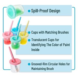 Mr. Pen- No Spill Paint Cups with Pastel Colored Lids, 4 pcs with 4 Paint Brushes, Paint Containers with Lids, Paint Cups with Lids for Kids, Paint Cups for Painting, Spill Proof Paint Cups for Kids