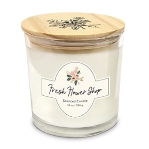 ocs designs clear scented candle - fresh flower shop - 14-ounce soy-blend wax scented jar candle for home & office - infused with real essential oils - burns up to 50 hours