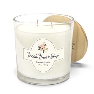 OCS Designs Clear Scented Candle - Fresh Flower Shop - 14-Ounce Soy-Blend Wax Scented Jar Candle for Home & Office - Infused with Real Essential Oils - Burns up to 50 Hours