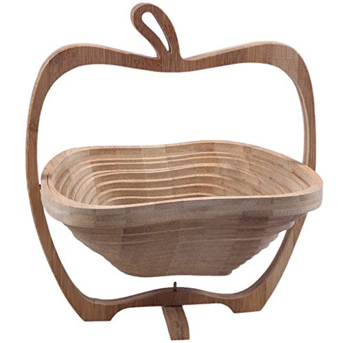 UXZDX Shopping Basket,Foldable Basket Basket in Bamboo in Form of Apple for Fruits (Wood Log)