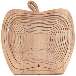 UXZDX Shopping Basket,Foldable Basket Basket in Bamboo in Form of Apple for Fruits (Wood Log)