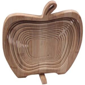 UXZDX Shopping Basket,Foldable Basket Basket in Bamboo in Form of Apple for Fruits (Wood Log)