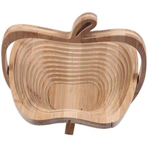 UXZDX Shopping Basket,Foldable Basket Basket in Bamboo in Form of Apple for Fruits (Wood Log)