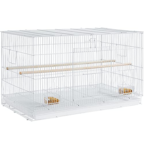 Topeakmart 30-inch Flight Bird Cage for Parrots Finches Budgies Cockatiels Parakeets Lovebirds Canaries with Slide-Out Tray, White