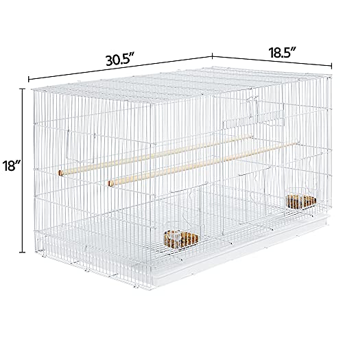 Topeakmart 30-inch Flight Bird Cage for Parrots Finches Budgies Cockatiels Parakeets Lovebirds Canaries with Slide-Out Tray, White