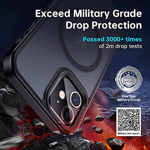 Meifigno Magnetic Case Designed for iPhone 12 Mini Case,[ Military Grade Protection & Compatible with MagSafe] Translucent Matte Back with Soft Silicone Edge, for iPhone 12 Mini 5.4 Inch(Black)