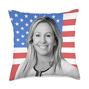 visit marjorie taylor greene for president 2024 vote marjorie taylor greene for president-2024 campaign throw pillow, 18x18, multicolor