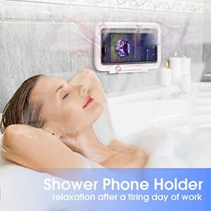 LC-dolida Shower Phone Holder Waterproof 480 Rotation Viewable Shower Phone Stand Case Mount for Bathroom Batheub Kitchen Wall Mirro with iPhone 14 13 12 11 Pro Max XS XR up to 6.8" Cell Phone