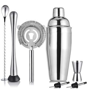 etens cocktail shaker set stainless steel & bar set, bartender kit mixology drink mixer, bartending tools gifts: martini shaker 24oz, muddler, strainer, measuring jigger, alcohol pourer, mixing spoon