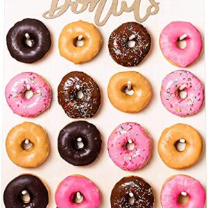 2 Pack Donut Wall Display Stand for Party, Wedding, Event, Brunch, and Birthday Use, Decorative Doughnut and Bagel Holder, Pop-Up Tabletop Placement, Laser Engraved Bamboo