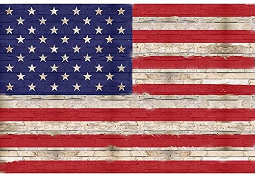 30" X 44" Panel American Flag Patriotic USA United States Stars & Stripes Rustic Barn Wood-Look Americana Cotton Fabric Panel (D305.38)