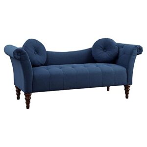 lexicon adira 75" traditional fabric settee with 2 pillows in blue