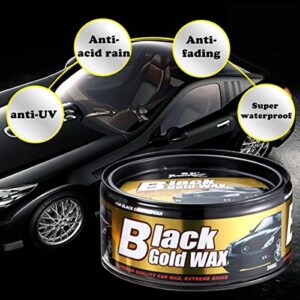 ELEpure Black Gold Car Wax with Pad Solid Auto Carnauba Cars Care Polish Cleaner Waxing Repair Scratches Ceramics Coating for Black Cars 300g with Free Waxing Sponge