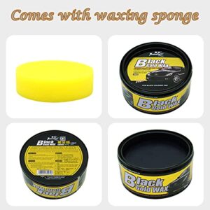 ELEpure Black Gold Car Wax with Pad Solid Auto Carnauba Cars Care Polish Cleaner Waxing Repair Scratches Ceramics Coating for Black Cars 300g with Free Waxing Sponge