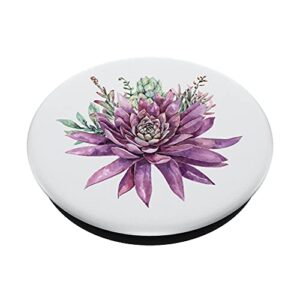 Watercolor Cactus Cacti And Purple Succulents PopSockets Swappable PopGrip